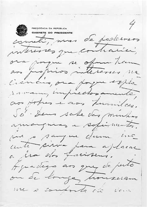 Versão Anterior Da Carta Testamento De Getulio Vargas Manuscrita