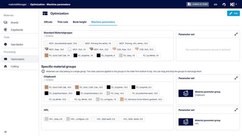 Material Dependent Optimization Parameters For Machine Parameters Homag Docs