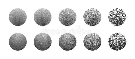 Circles With Different Resolution Of Bitmap Dither Gradient Vector Set On White Stock Vector