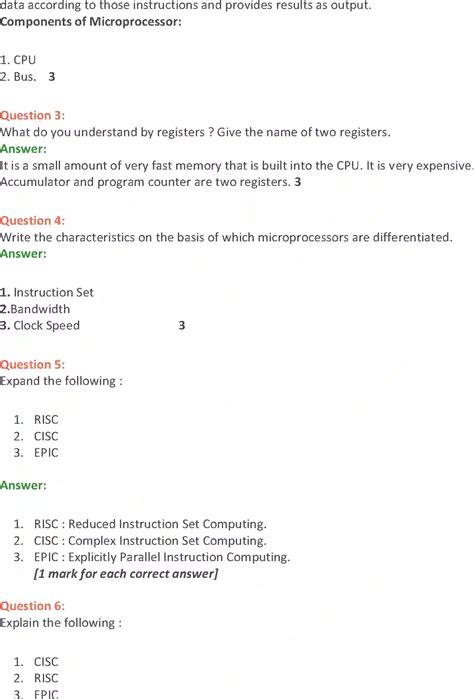 Class 11 Computer Science Microprocessor And Memory Concepts Solution