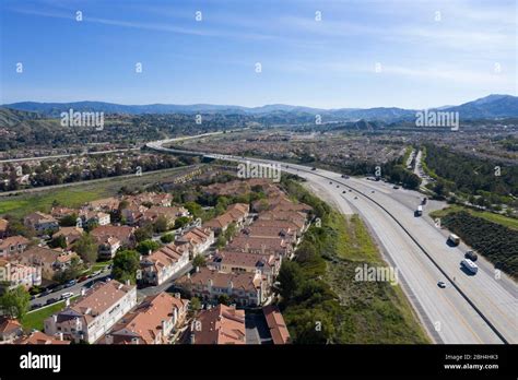 Aerial View Above California Highway 14 Antelope Valley Freeway With