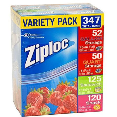Ziploc Gallon Quart Sandwich Snack Storage Bags Variety Pack 347