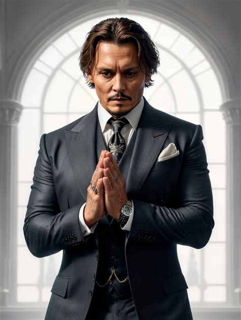 Premium Free Ai Images Johnny Depp Manager Suit Hands In Prayer Without Background White