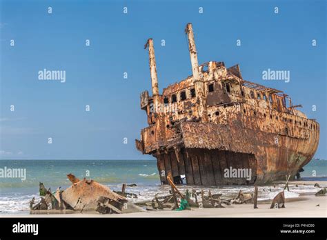 Ship Cemetery Abandoned Ship Carcass In The Atlantic Ocean Angola