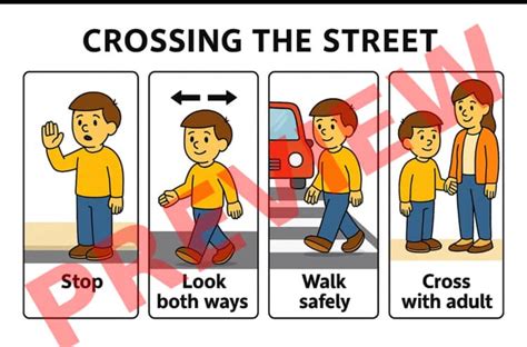 Crossing The Street Visual Safety Routine Poster By Speech Fuel