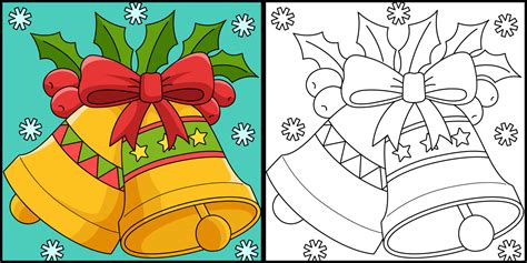 Campana De Navidad Para Colorear Página Coloreada Ilustración 10789378
