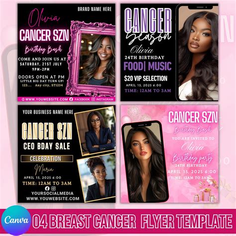 Cancer Season Party Flyer Birthday Szn Flyer Cancer Invitation Flyer