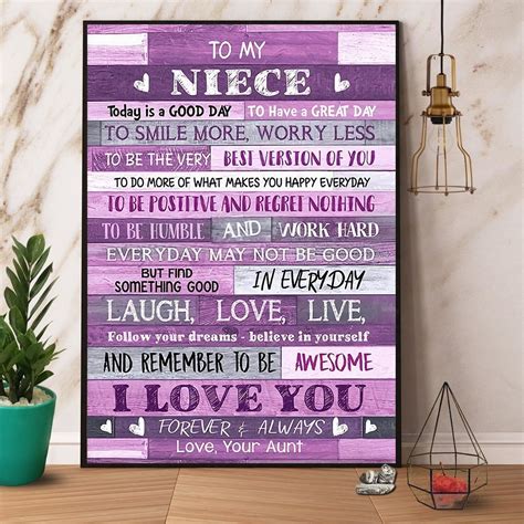 Aunt To My Niece I Love You Forever And Always Satin Poster Wall Art