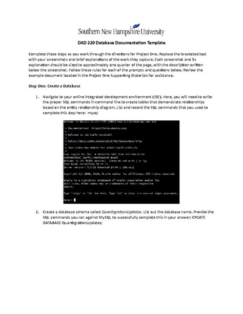 Dad 220 Database Documentation Template Dad 220 Database