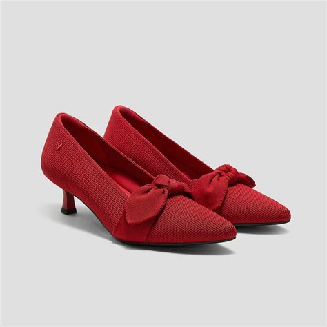 Pointed Toe Bow Kitten Heels Sasha Ruby Red Eu385 Vivaia