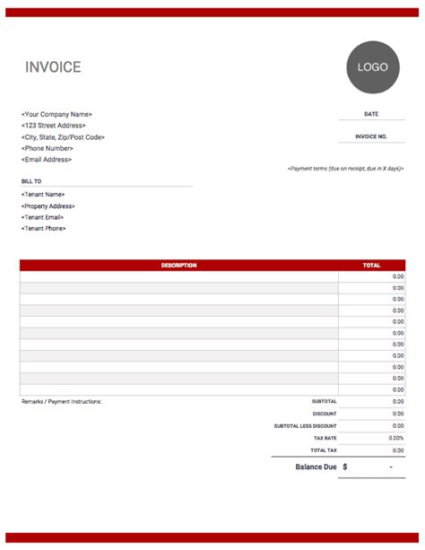 Rental Invoice Template Sample Monthly Rent Invoice Your Source For