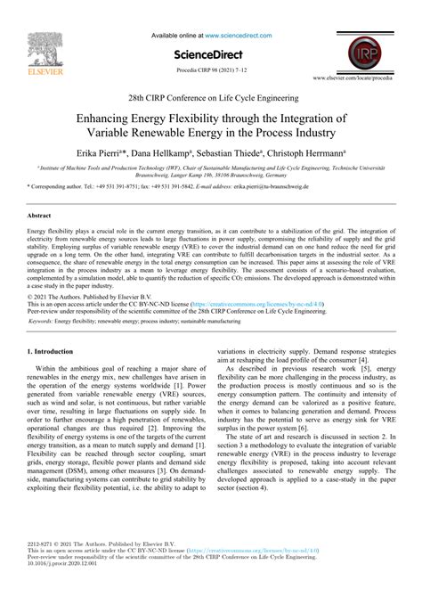 Pdf Enhancing Energy Flexibility Through The Integration Of Variable Renewable Energy In The