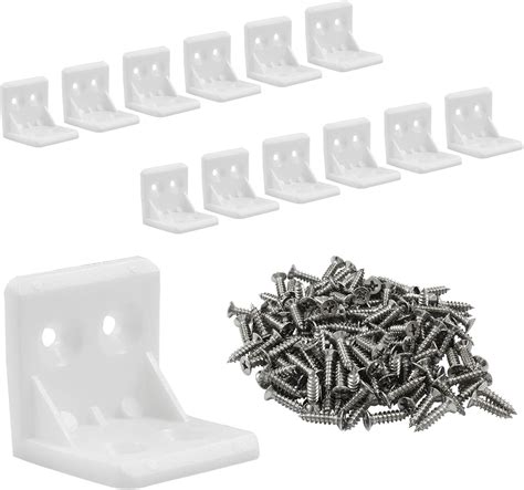 Rierdge 30 Pcs White Plastic Corner Brace L Bracket 1 X 1