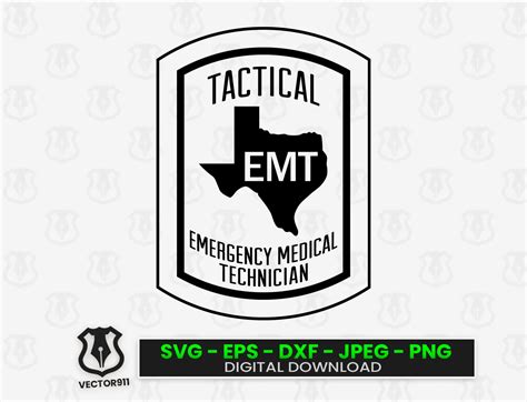 Texas Tactical Emergency Medical Technician Emt Patch Svg Vector Files Vector911