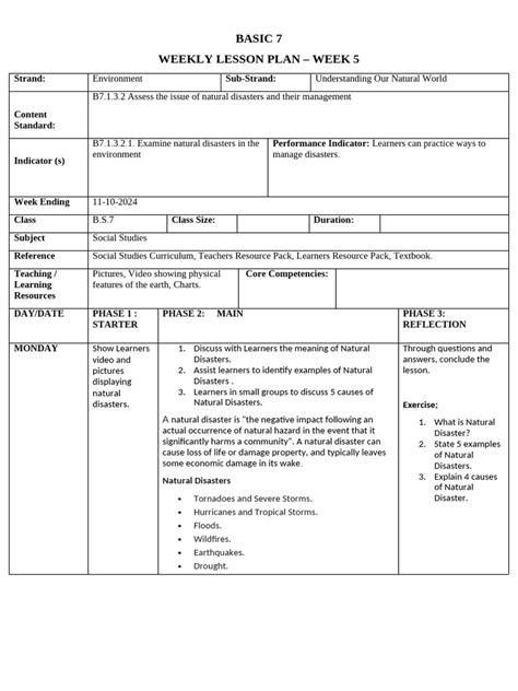 Bs7 1st Term Wk5 Social Pdf Natural Disasters Emergency Management