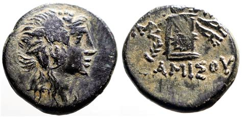 Pontos Amisos Ae205 Dionysos Cista Mystica And Thyrsos Greek Coins
