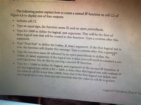 Solved Nested IF Functions By Itself The IF Function Chegg Com