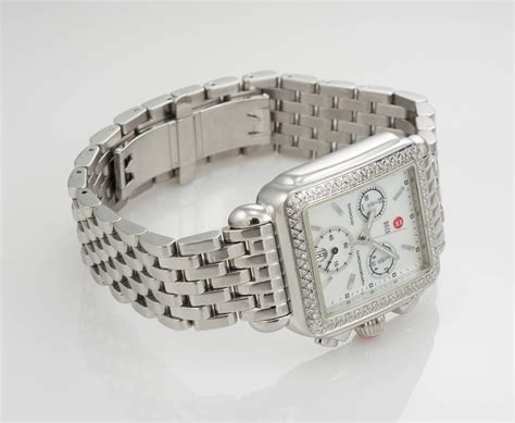 Michele Deco Chronograph Wristwatch In Stainless Steel With Diamond