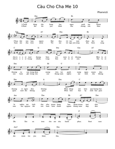 Càu Cho Cha Me 10 Phanxicô Sheet Music For Vocals Solo