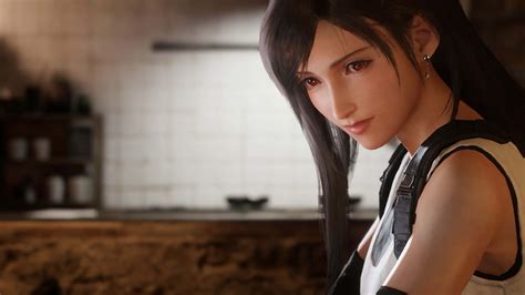 Download Blue Lights Side Profile Of Tifa Lockhart 4k Wallpaper
