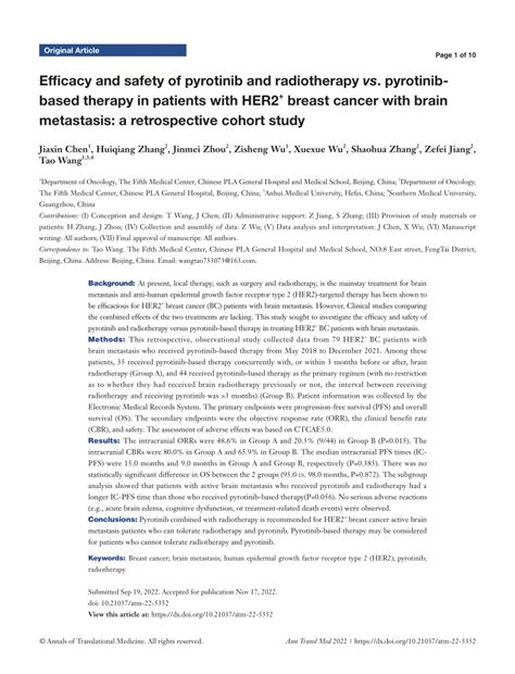 Pdf Efficacy And Safety Of Pyrotinib And Radiotherapy Vs Pyrotinib