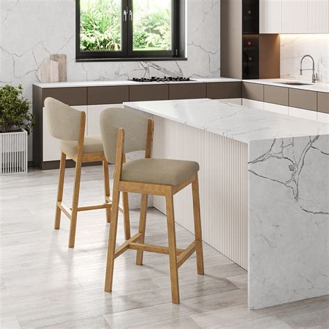 Kit 2 Banquetas Alta Linho Para área Gourmet Ilha E Cozinha Balaqui Decor