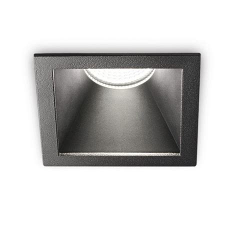 Ideal Lux Game Square 11w 3000k Led Recessed Ceiling Downlight In Black