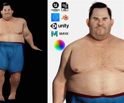 Artstation Fat Man Naked And Clothed Game Assets