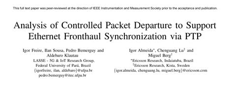 Analysis Of Controlled Packet Departure To Support Ethernet Fronthaul Synchronization Via Ptp