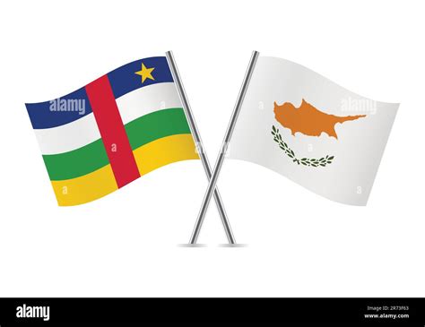 The Central African Republic And Cyprus Crossed Flags Centrafrique And Cypriot Flags On A White