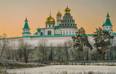 Wallpaper Trees Cathedral Temple Russia Moscow Oblast Istra The