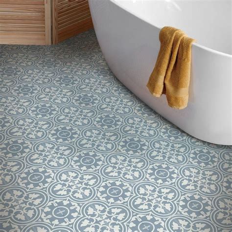 Heritage Aster Blue Encaustic Look 200x200 Matt Tile Powder Room