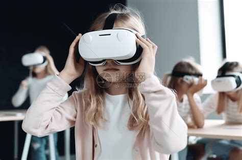 儿童在vr教室中通过互动游戏和活动进行学习高清图片下载 正版图片600038222 摄图网