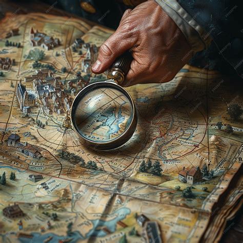 Premium Photo Hand Holding A Magnifying Glass Over A Map