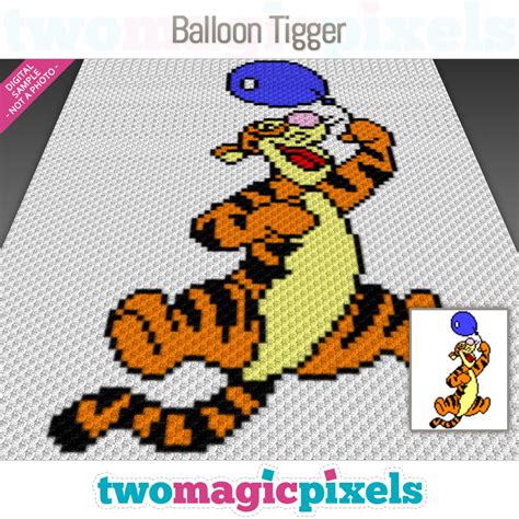 Balloon Tigger C2c Graph Sc Graph Cross Stitch Graph By Two Magic Pixels