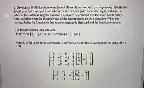 solved 5 develop an m file function to implement gauss