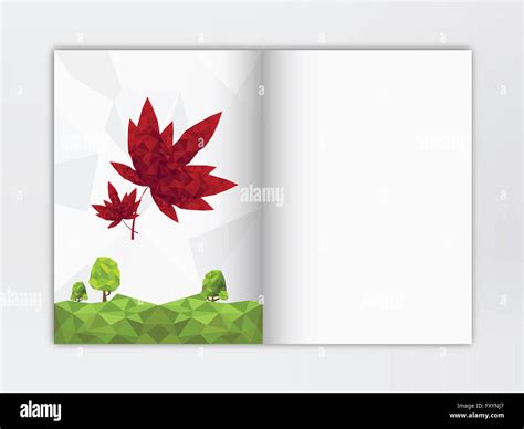 Brochure Design With Maple Leaf Image In Polygon Illustration Stock