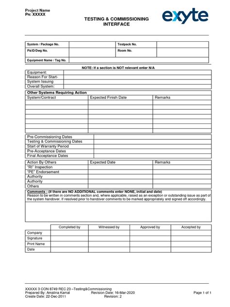 Testing And Commissioning Interface Pdf