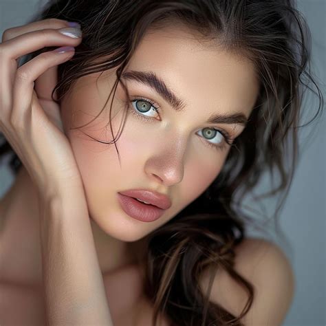 Premium Photo A Woman With A Blue Eyes And A Brown Hair