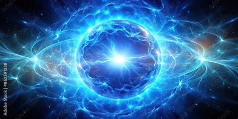 ภาพประกอบสต็อก Blue Glowing Multidimensional Plasma Force Field In Space Plasma Force Field
