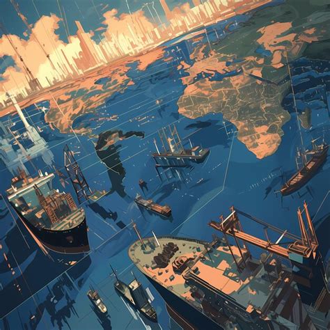 premium photo dynamic port scene under map illustration