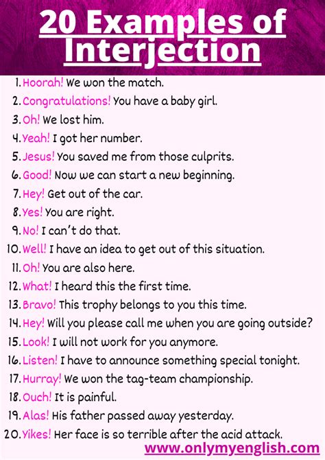 20 Examples Of Interjection Are In Sentences