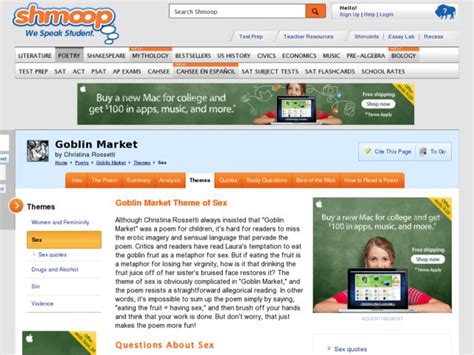 Goblin Market Theme Of Sex Worksheet For 9th Higher Ed Lesson Planet