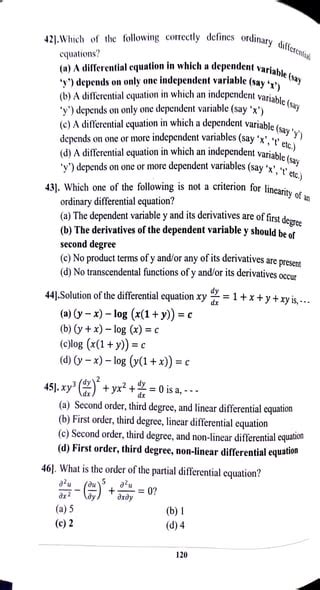 Mcq Differential And Ordinary Differential Equation PDF
