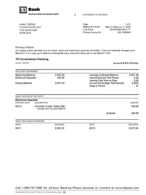 Td Bank Sample 1 Pdf