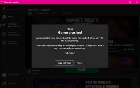 Java Runtime Configuration Error Rminecraft