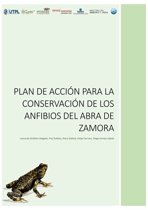 Pdf Plan De Acción Para La Conservación De Los Anfibios Del Abra De Zamora