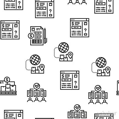 Procurement Process Vector Seamless Pattern Thin Line Illustration