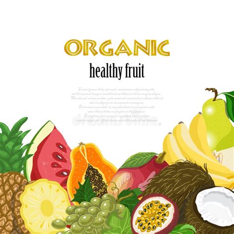 Organic Healthy Fruit Background Healthy Diet Illustration Stock