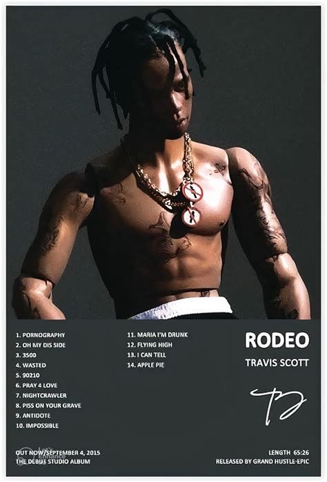 Sigeliu Travis Poster Scott Rodeo Album Cover Poster Canvas Poster